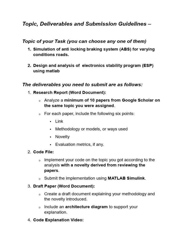 Round 1 Topic - Deliverables and Submission Guidelines | PDF