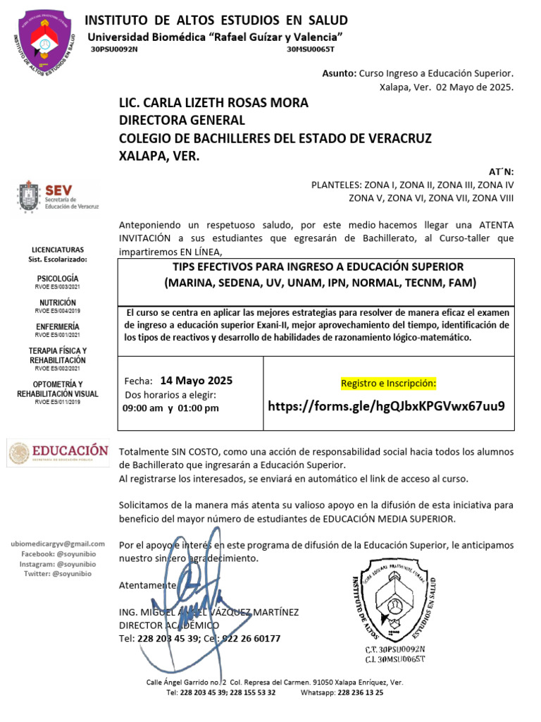 30abr COBAEV - Ofic - Curso Educ Sup 14 May 2025 | PDF