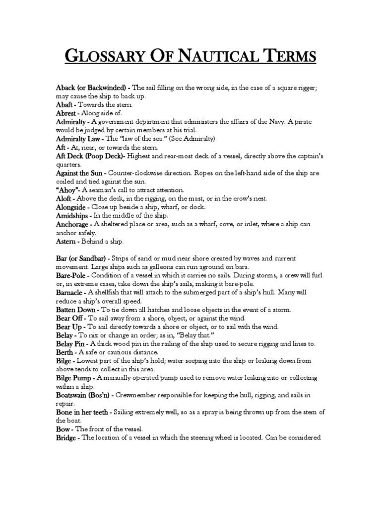 Nautical Terms | PDF | Ships | Mast (Sailing)