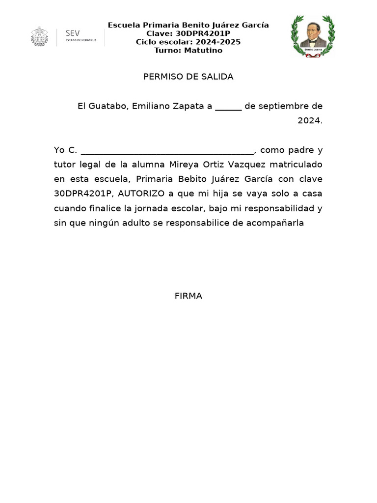 Permiso de Salida | PDF