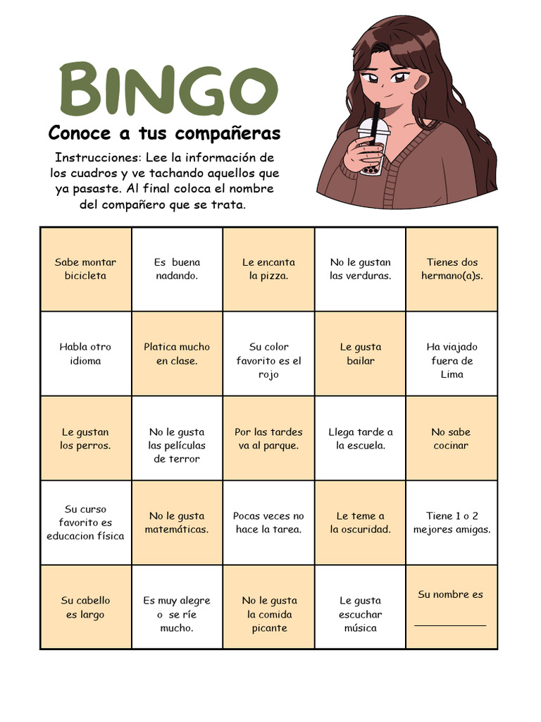 Bingo Conoce a Tus Compañeros de Clase Regreso a Clases Minimalista ...