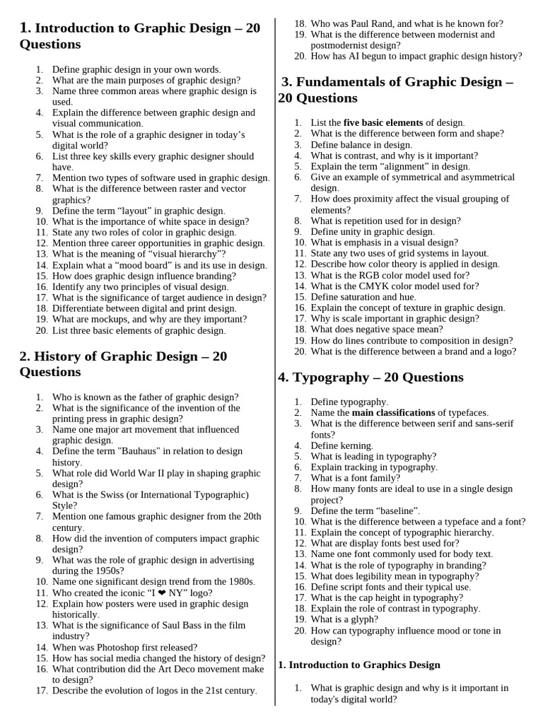 Graphics Design, Questions, Into | PDF | Typefaces | Graphic Design