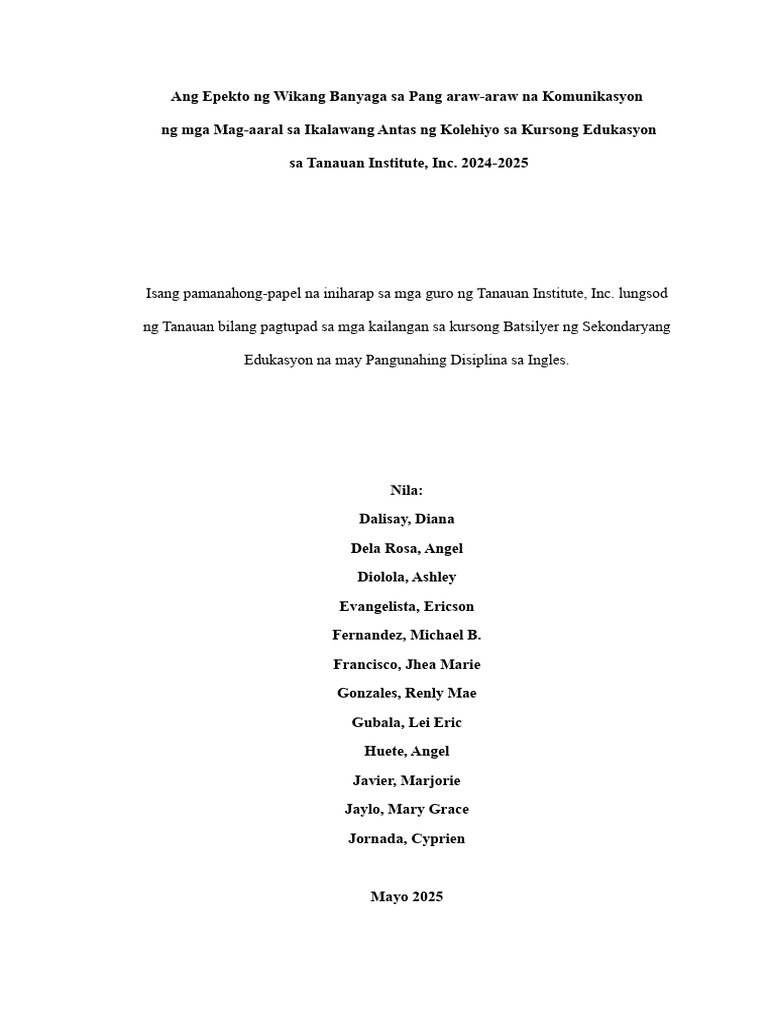 NAPAPANHONG-PAPEL-CHAPTER1-3-wikang-banyaga | PDF