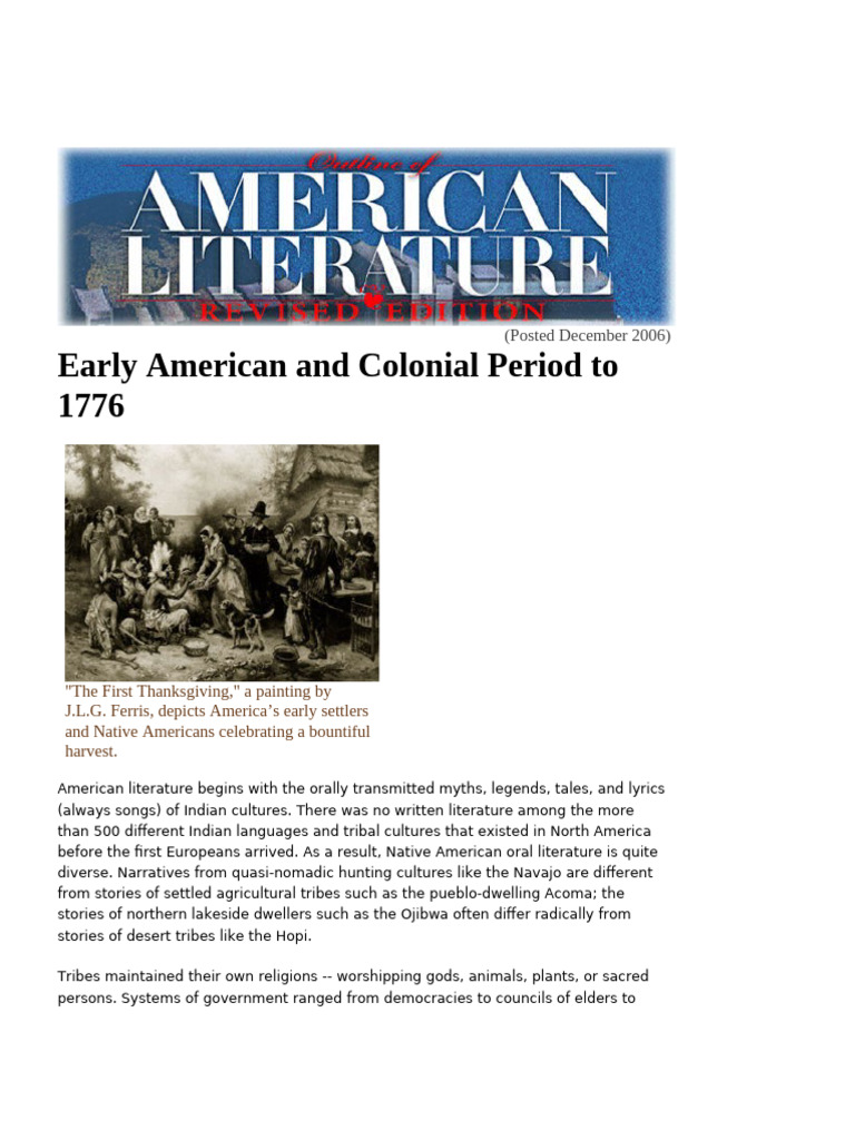 Outline of American Literature | PDF | Puritans | Christopher Columbus