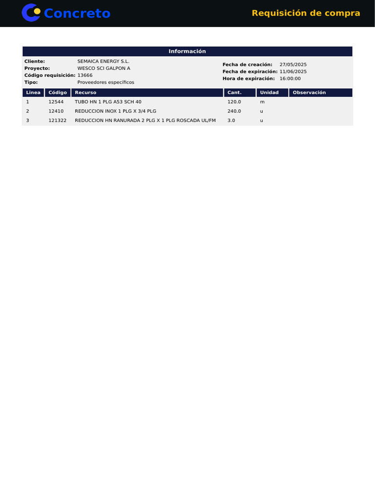 Requisicion 13666 | PDF
