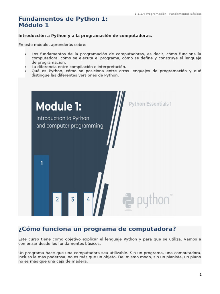 Fundamentos de Python 1 | PDF | Programación de computadoras | Compilador