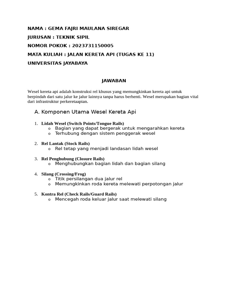 Tugas JL Kereta Api | PDF