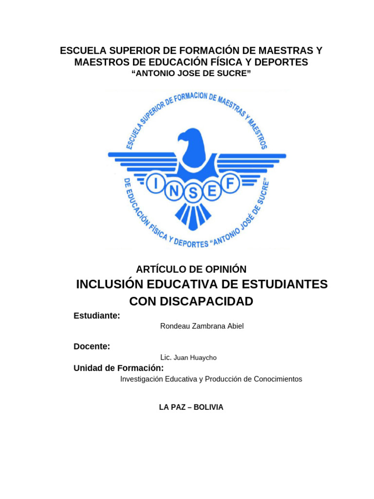 Artículo de Opinión ARZ | PDF | Inclusión (Educación) | Invalidez