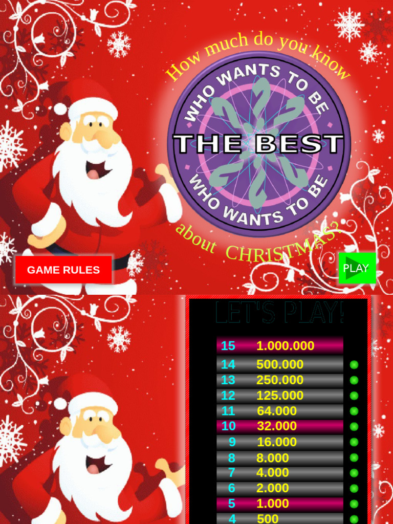 Christmas Millionaire Review Game | PDF | Santa Claus | Christmas