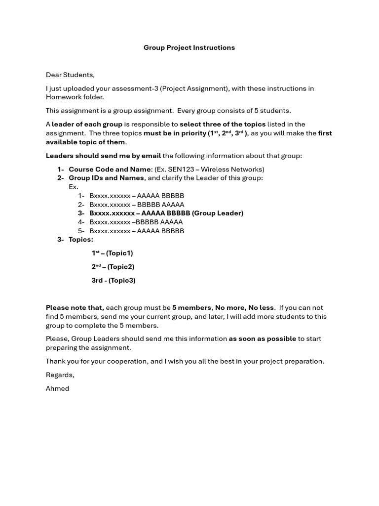 Group Project Instructions | PDF