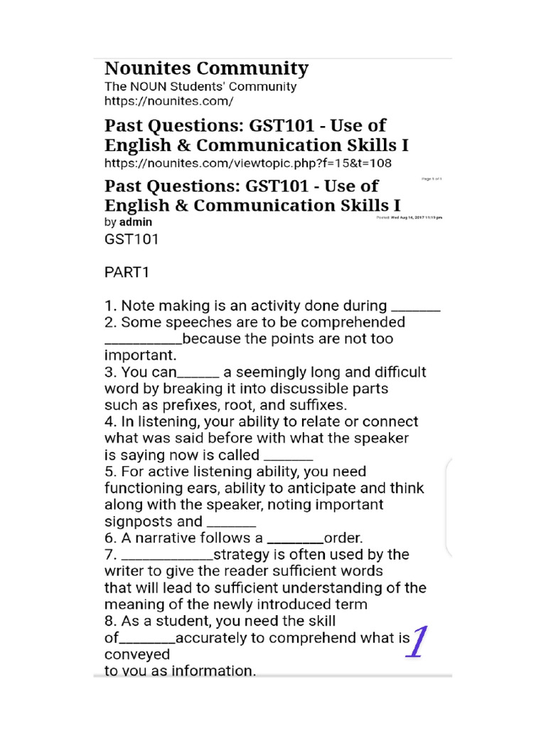 Gst101 Likely Question and Answer | PDF