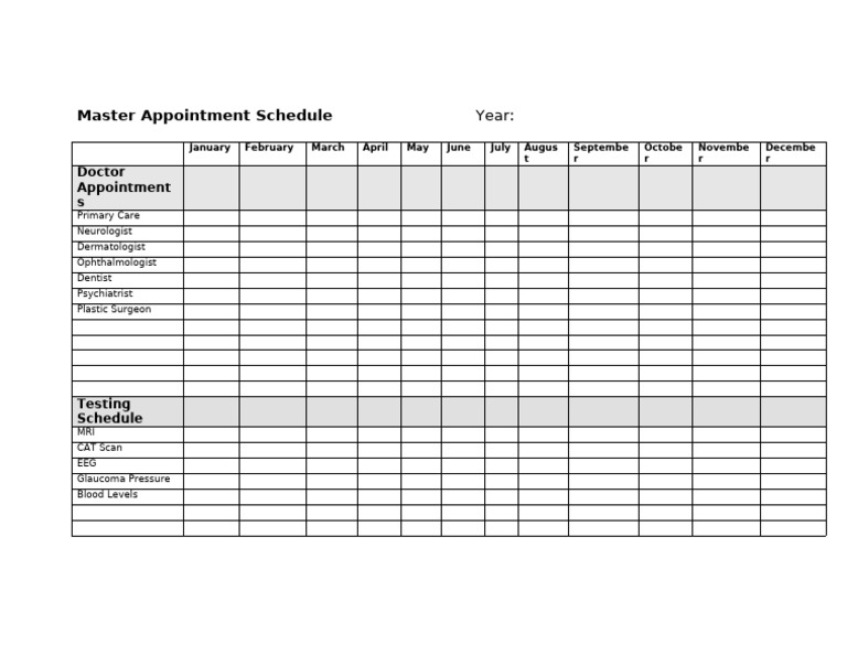 Comprehensive Doctor Appointment Schedule | PDF