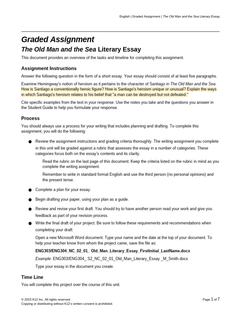 Santiago's Heroism in Hemingway's Essay | PDF | Narration | Essays