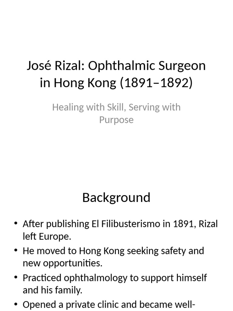 Rizal Ophthalmic Surgeon Hong Kong Presentation | PDF