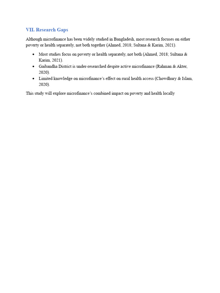 VII. Research Gaps | PDF