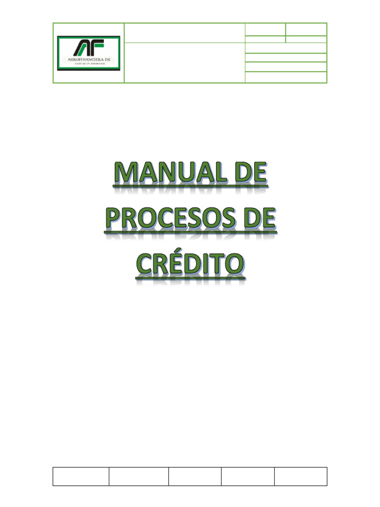 Manual de Procesos de Crédito | PDF | Crédito | Finanzas y dinero