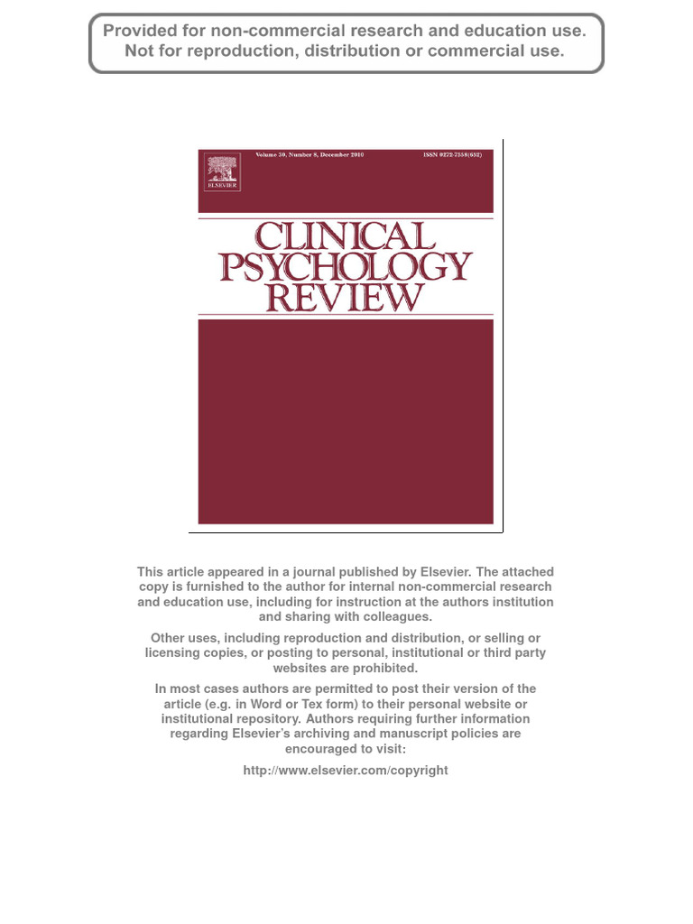 Wampold PTSD What Work CPR 2010 | PDF | Psychotherapy | Cognitive ...