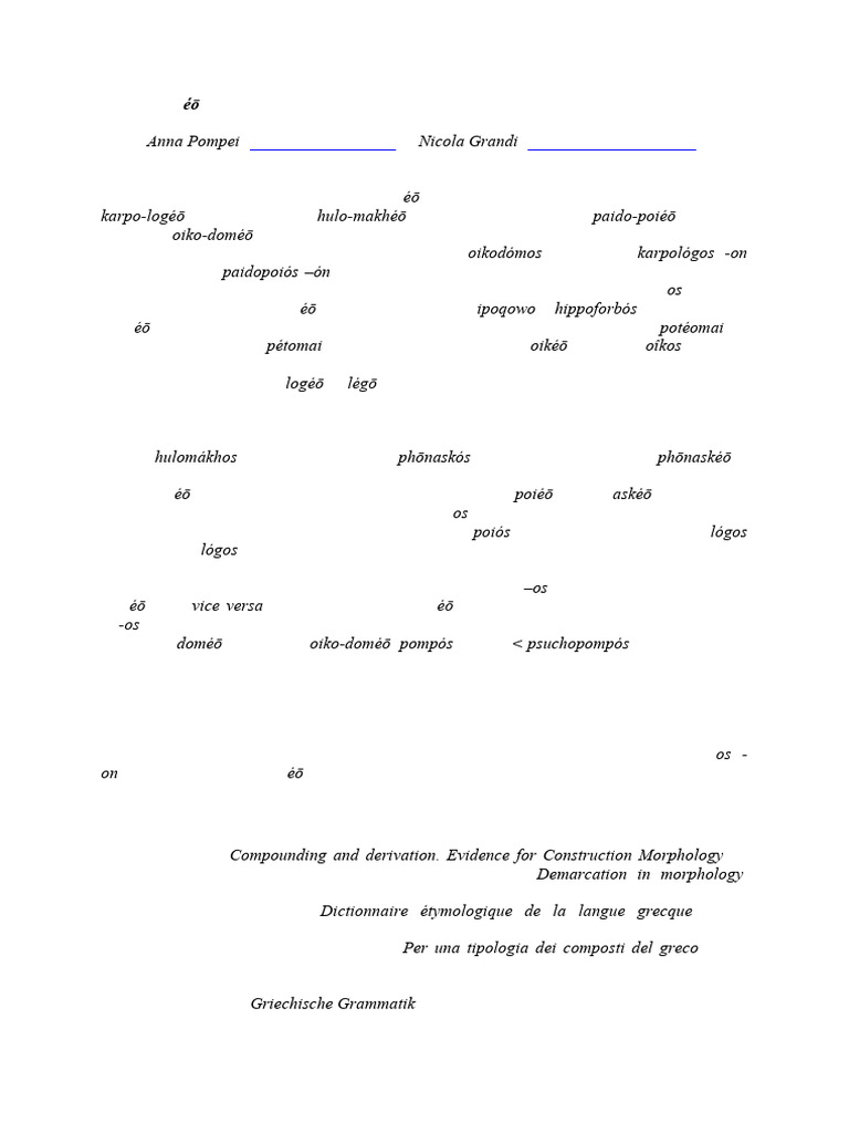 Complex - Eo Verbs in Ancient Greek A Cas | PDF | Semantic Units ...