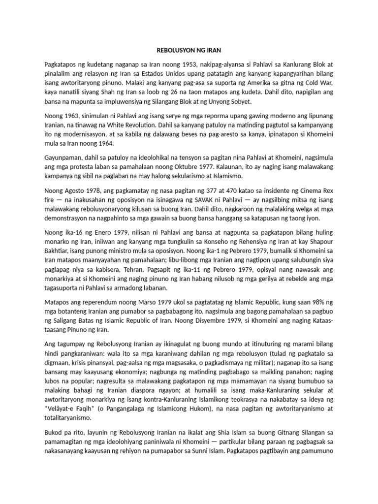 REBOLUSYON NG IRAN | PDF