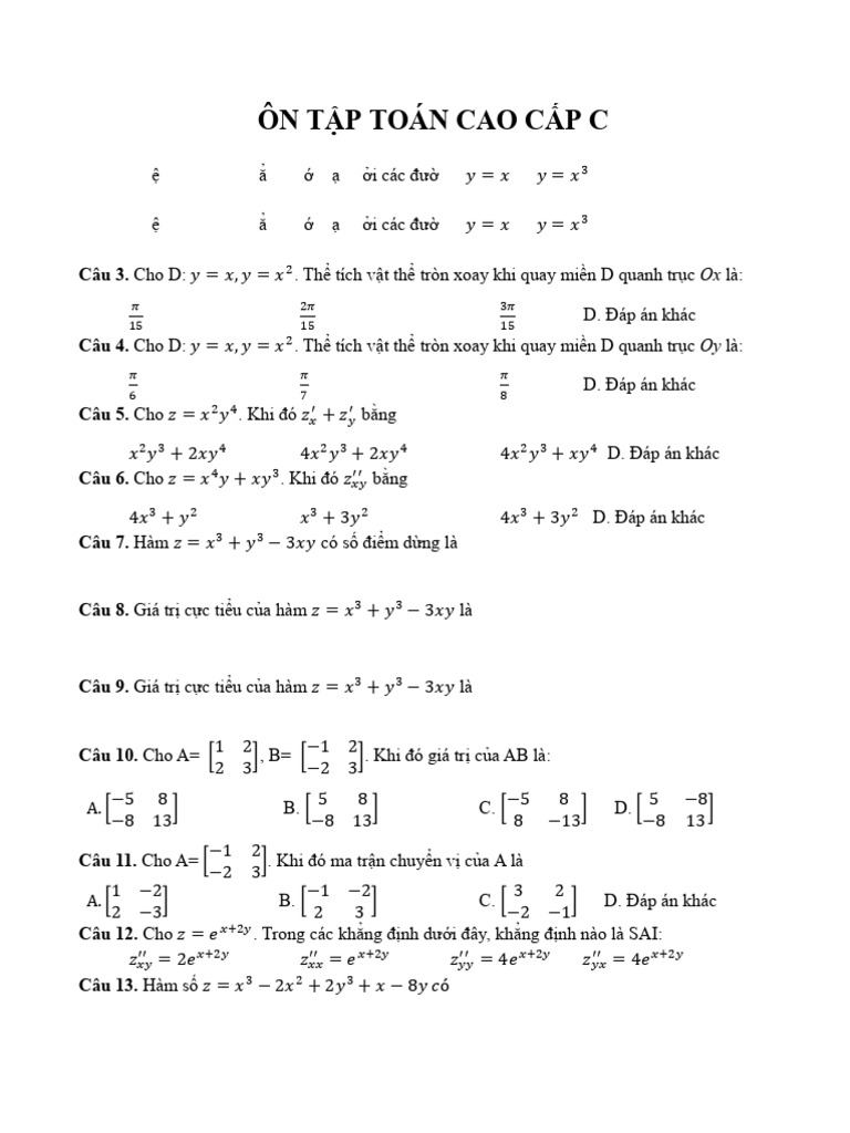 Ôn tập TCC-C cuối kì | PDF