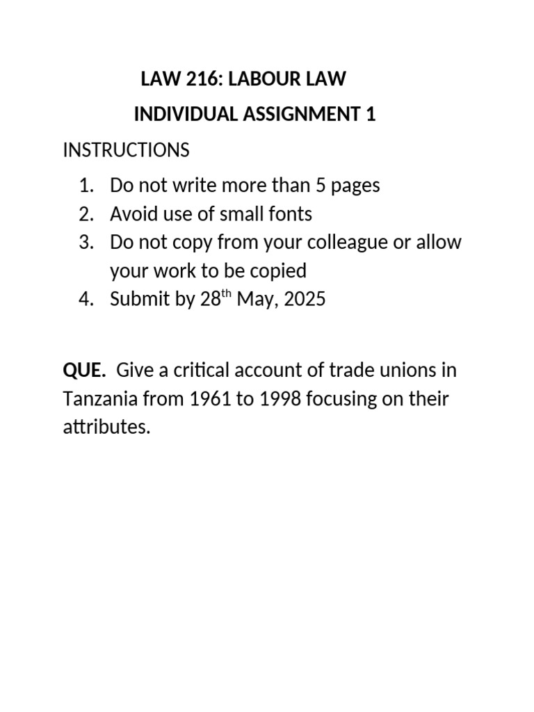 Law 216 Mtaki Assgn 1 May 25 | PDF