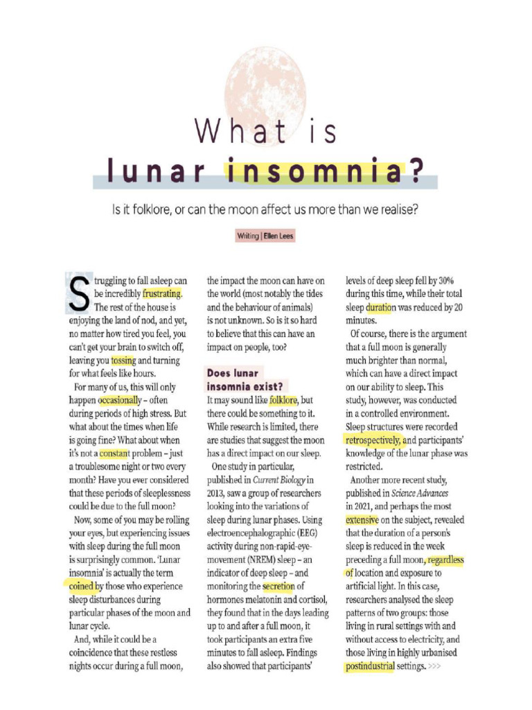 What Is Lunar Insomnia | PDF | Insomnia | Clinical Medicine