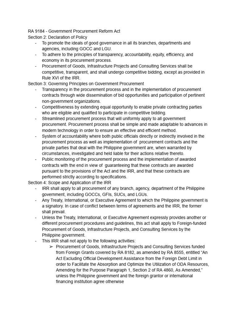 Government Procurement Reform Act | PDF | Joint Venture | Loans