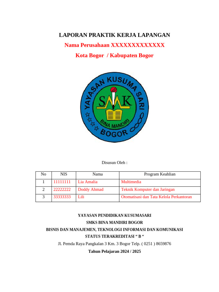 Draft Penulisan Laporan PKL SMKBM 2024 2025 | PDF
