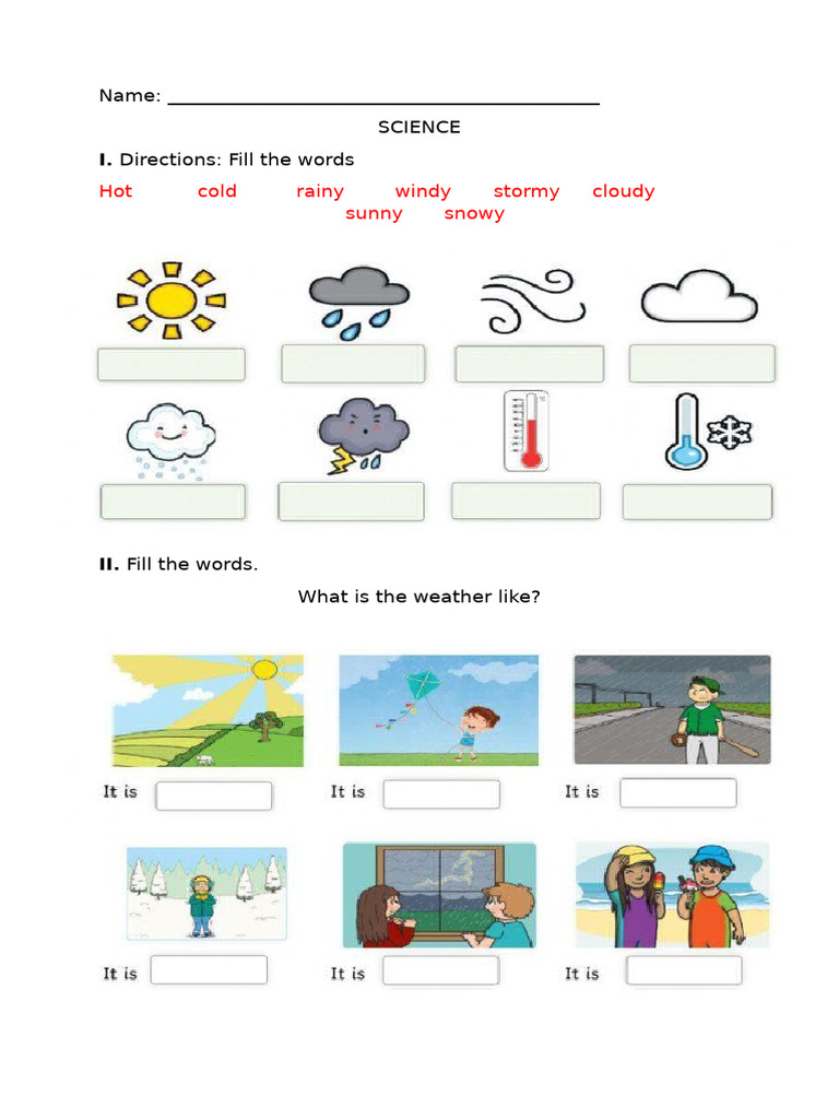 Hot Cold Rainy Windy Stormy Cloudy Sunny Snowy | PDF