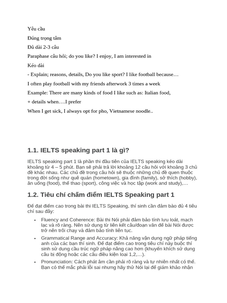 IELTS Speaking Task 1 | PDF