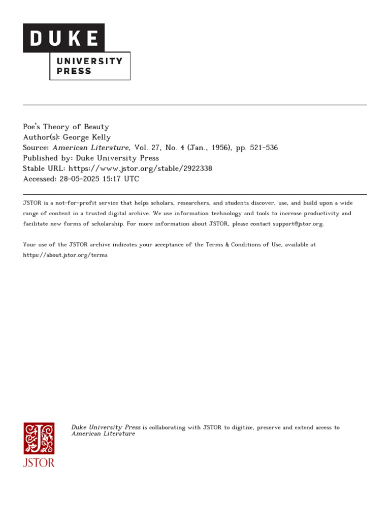 Poe's Aesthetic Theory of Beauty | PDF | Beauty | Poetry