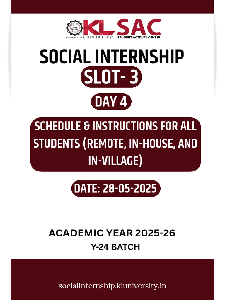 Social Internship - Day-4, Schedule & Instructions For All Students ...