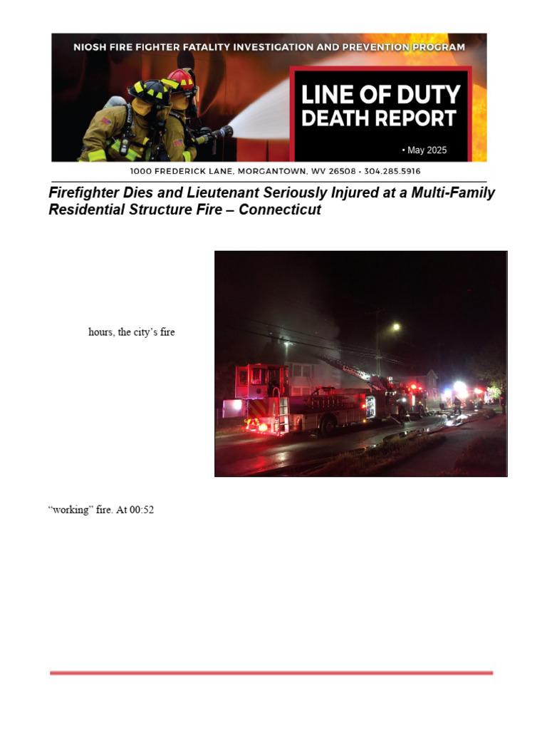 Firefighter Fatality in Hartford Fire | PDF | New York City Fire ...