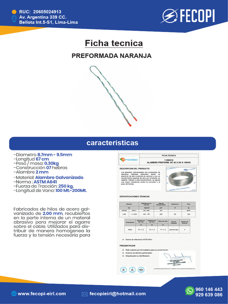 Pref - Naranja Ficha Tecnica Fecopi | PDF