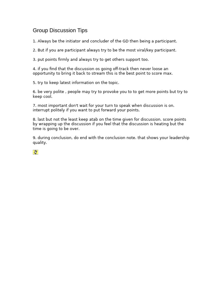 Group Discussion Tips | PDF