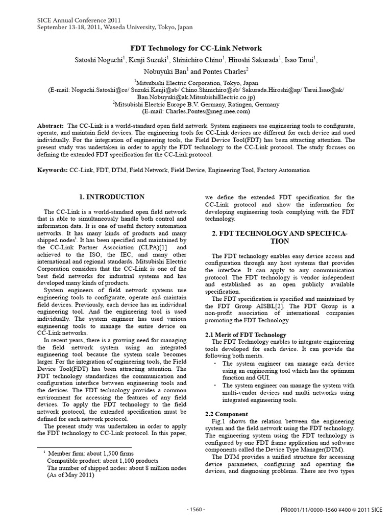 FDT Technology For CC-link Network | PDF | Computer Network | Xml Schema