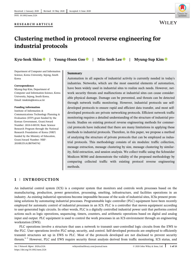 Clustering In Protocol Reverse Engineering Pdf Programmable Logic