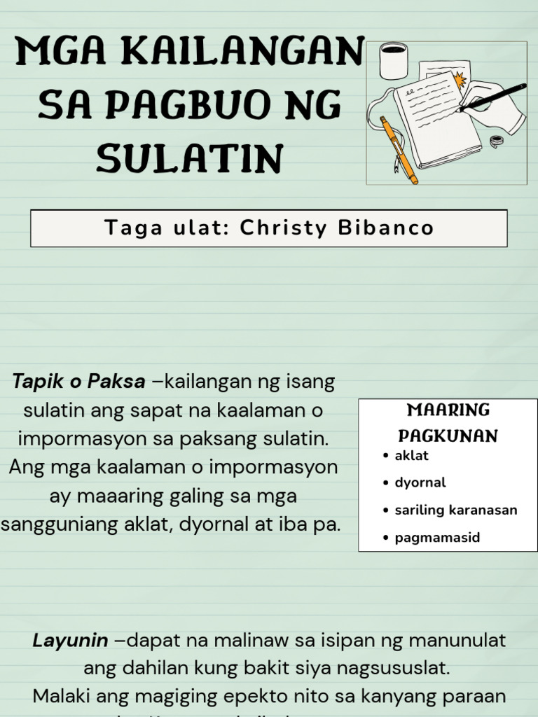 Mga Kailangan Sa Pagbuo NG Sulatin - 20250425 - 012739 - 0000 | PDF
