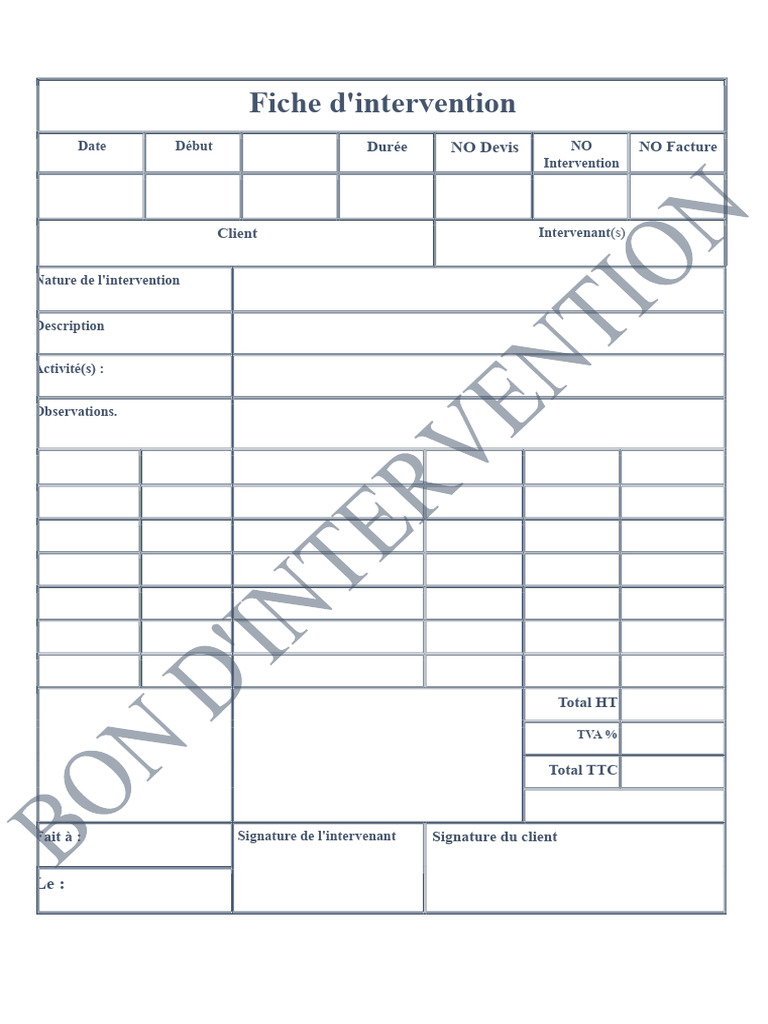 Fiche d'intervention PDF | PDF