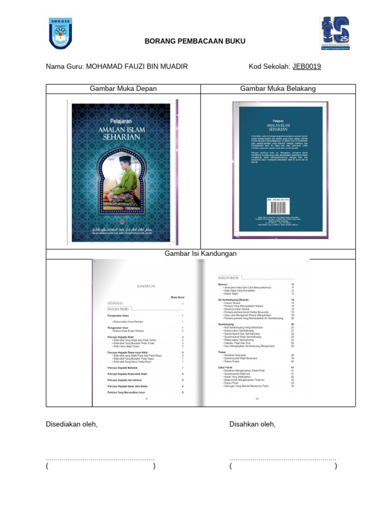 Borang Book Review Tahun 2025 (1) Fauzi 1 | PDF