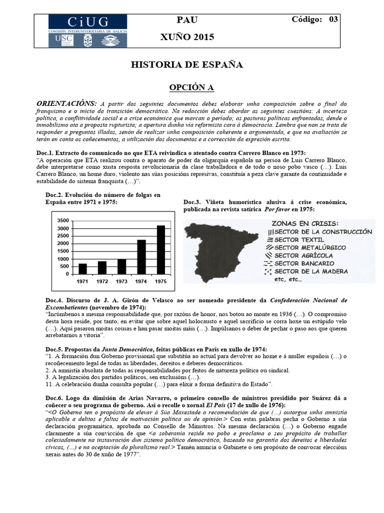 examen pau historia de españa | PDF