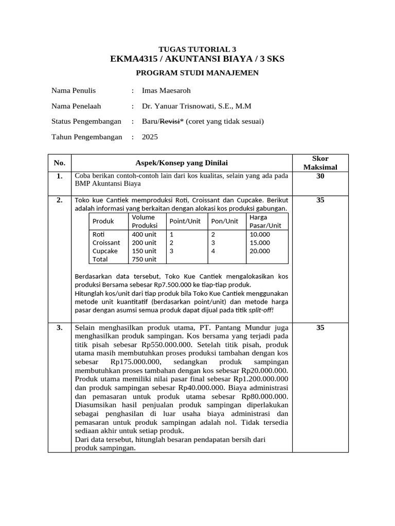 Tugas 3 Akuntansi Biaya | PDF