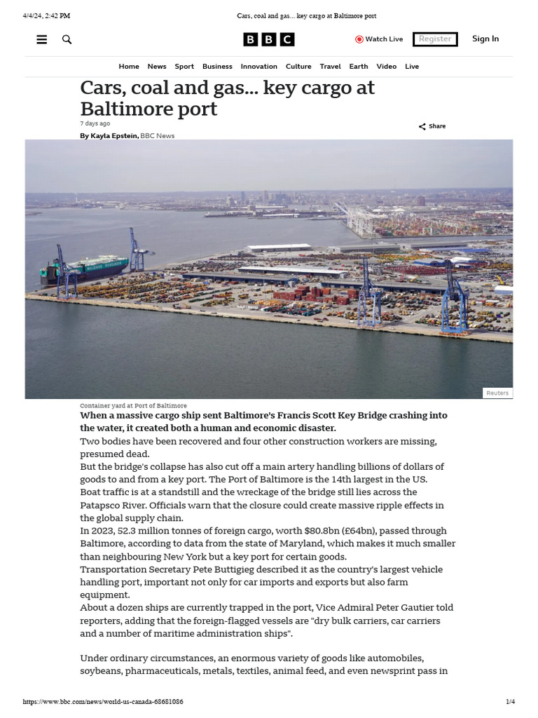 Cars, Coal and Gas... Key Cargo at Baltimore Port | PDF | Port | Cargo