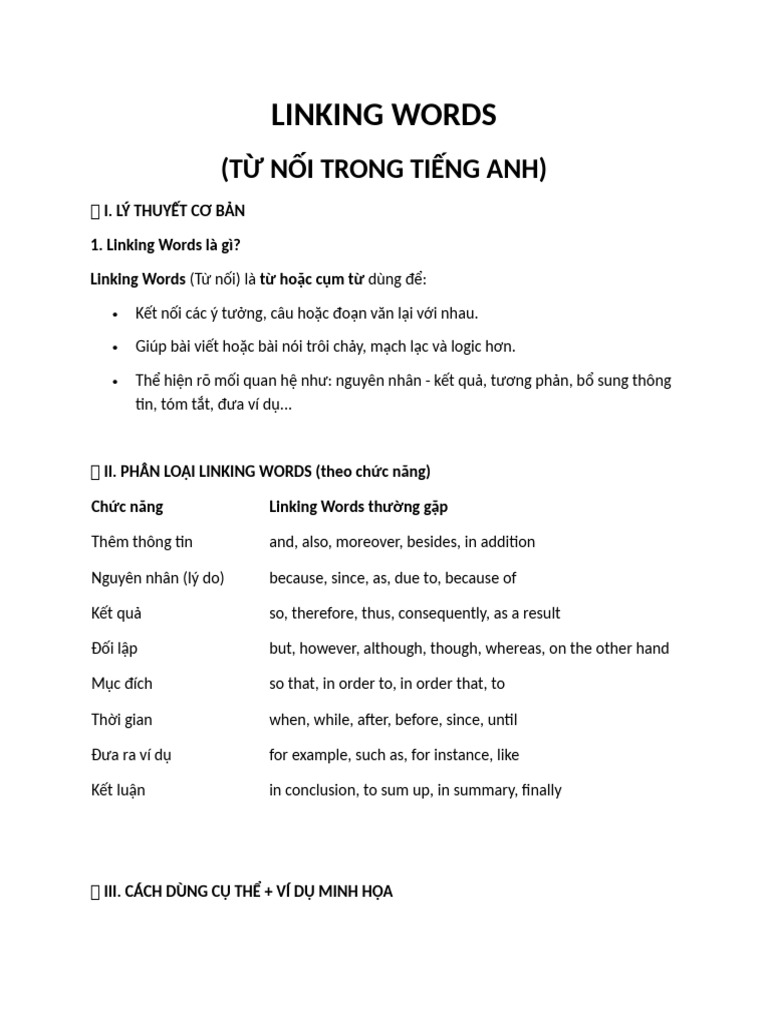 Linking Words | PDF