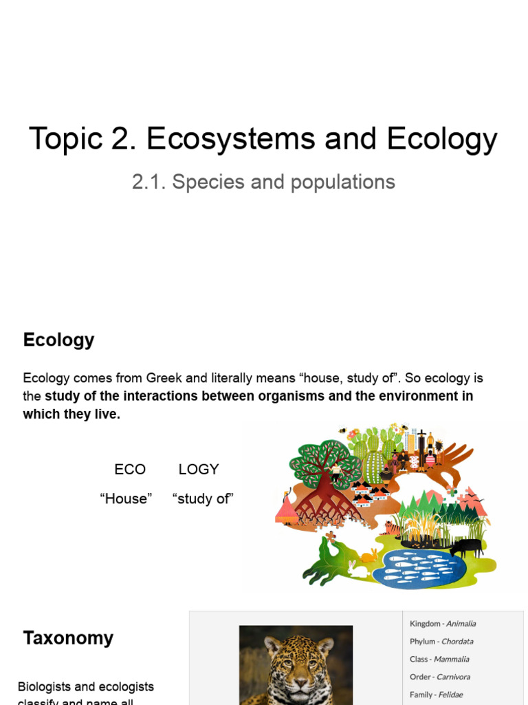 Topic 2. Ecosystems and Ecology. 2.2. Species and population (1) | PDF ...