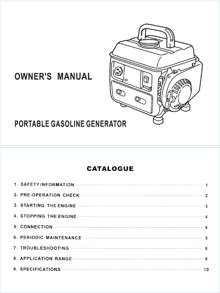 Portable Gasoline Generator Manual | PDF | Alternating Current | Engines