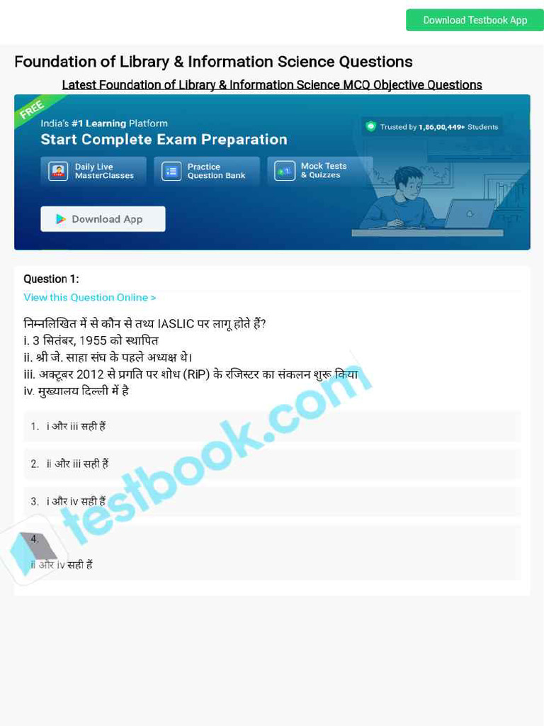 Mcq on Foundation of Library Information Science ...
