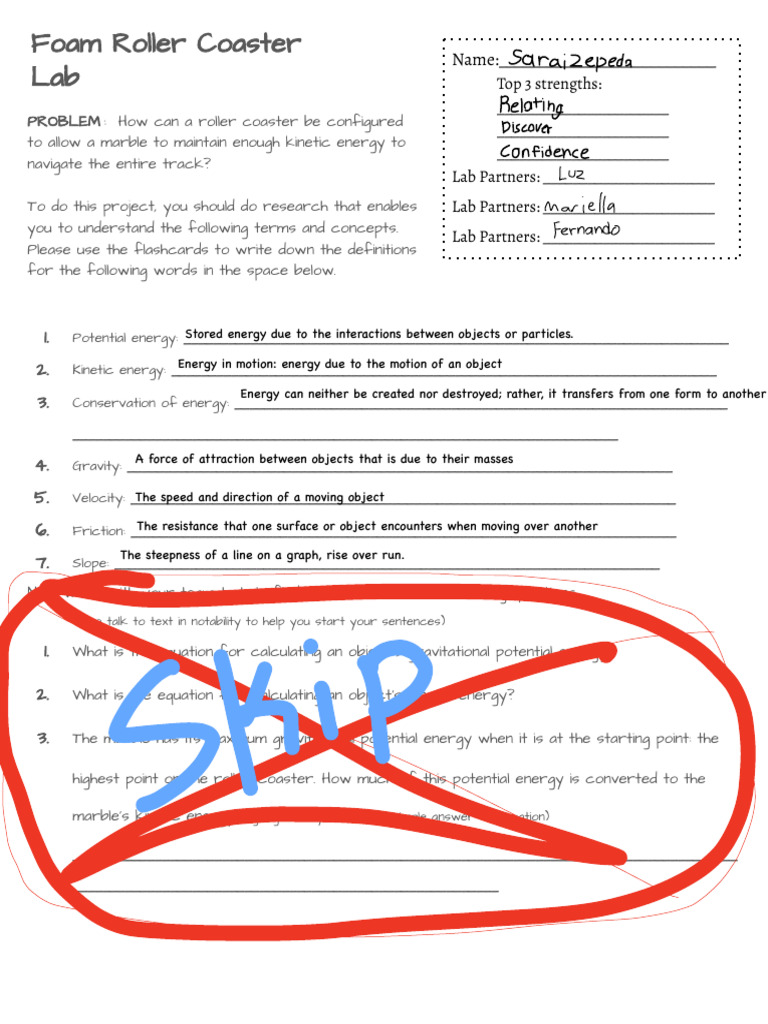 2 Roller Coaster Lab sv1.2 | PDF | Potential Energy | Kinetic Energy