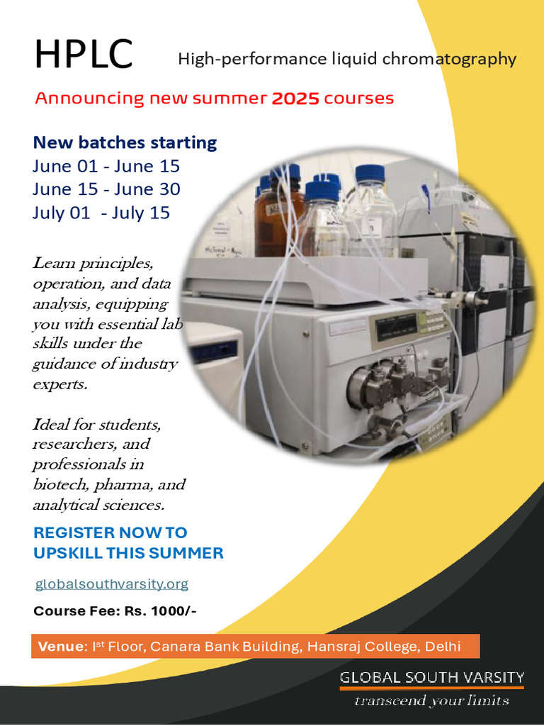 HPLC Training Courses Summer 2025 | PDF