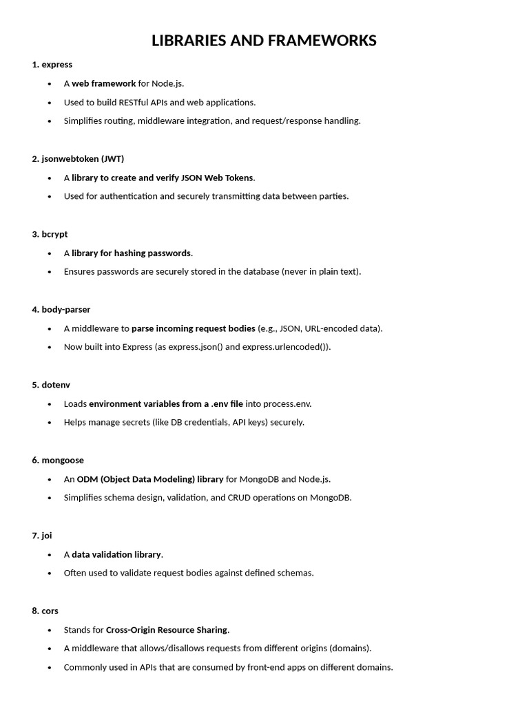 Libraries and Frameworks | PDF | Databases | Json